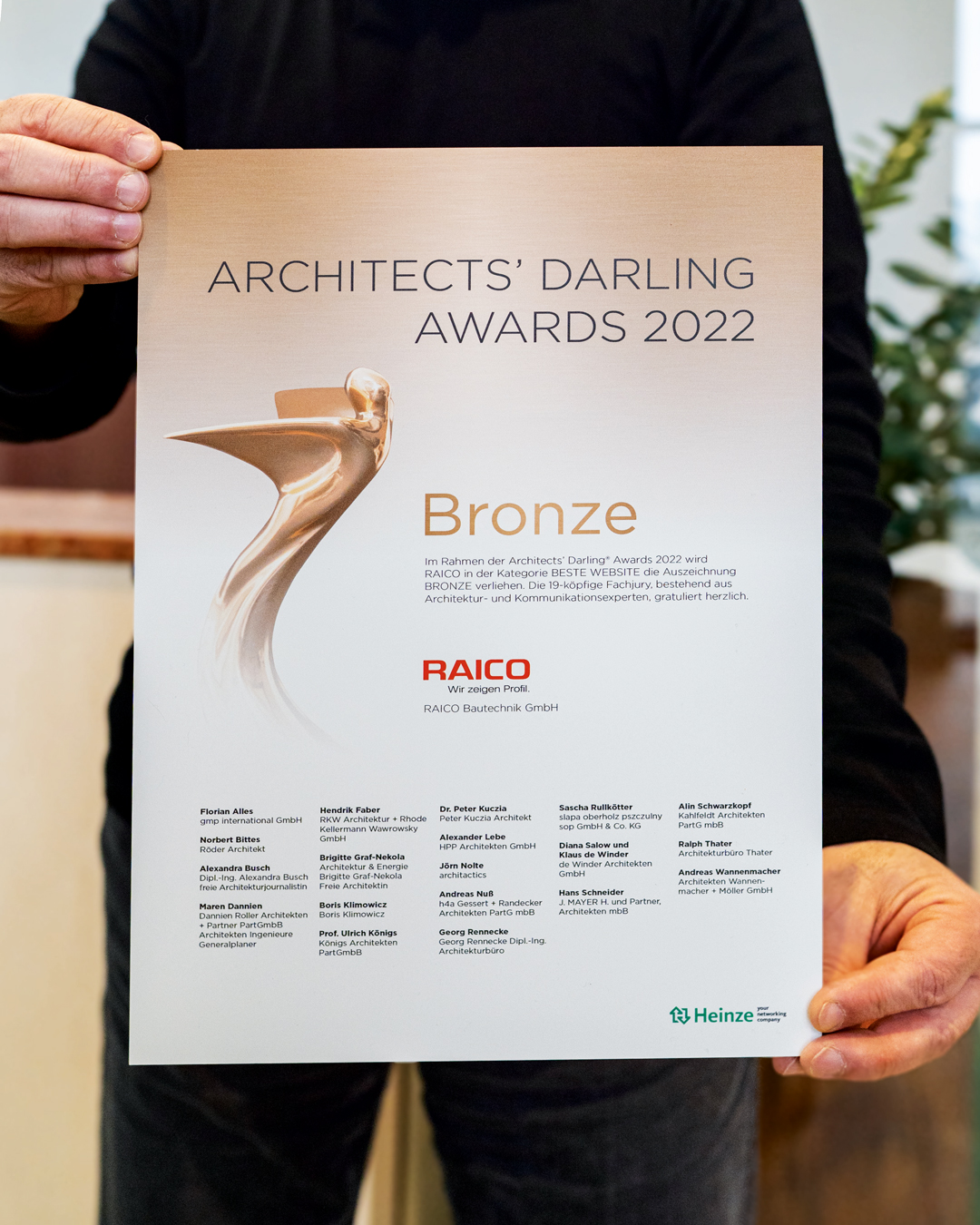 RAICO - RAICO gewinnt Bronze beim Architects` Darling Award 2022